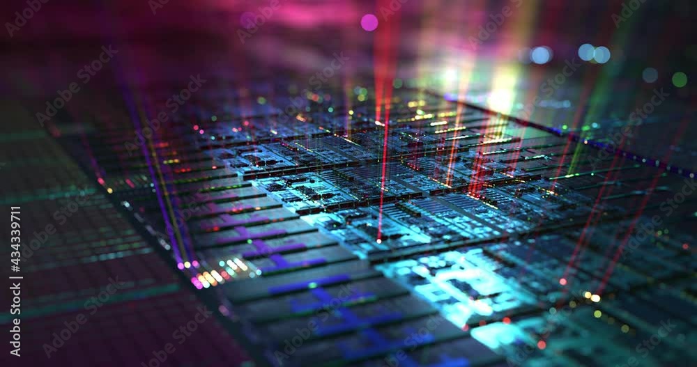 Video „Silicon wafer, hardware data processing motion graphic ...