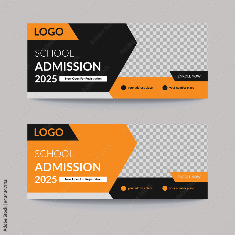 Kids school education admission cover web banner template design ...