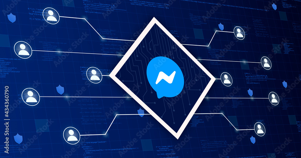 Messenger social network icon connecting the system with other users ...