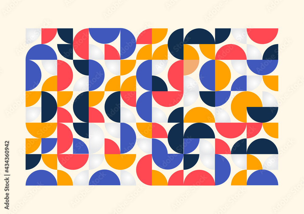 Geometric pattern design of Scandinavian abstract color background with Swiss geometry prints of ...
