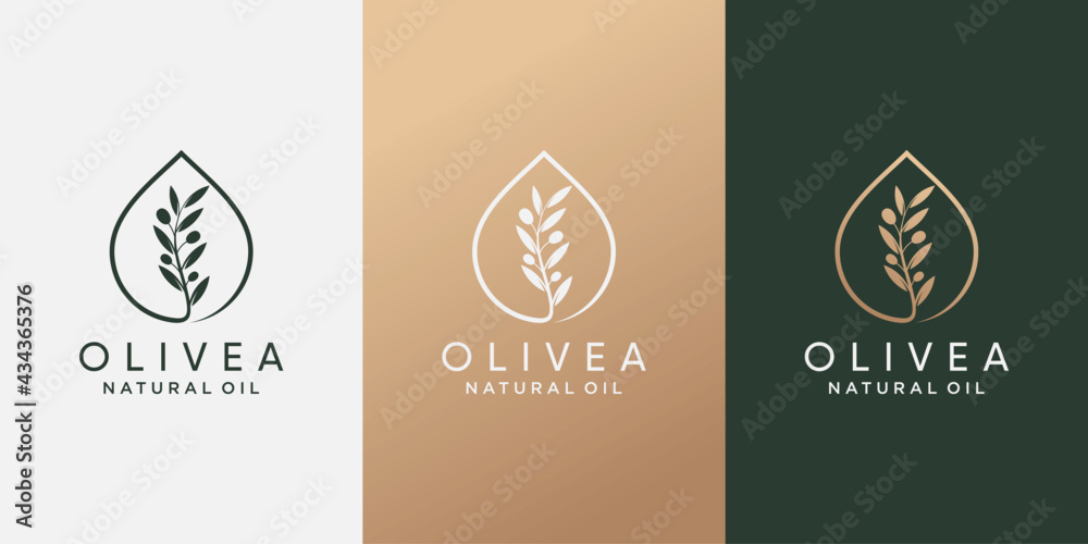 Minimalist olive tree and water drop logo design with creative concept ...
