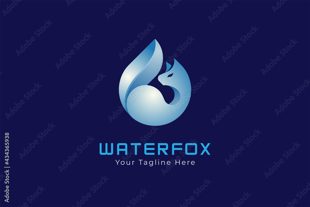 Blue Fox Logo, fox with water drop combination,usable for brand or ...