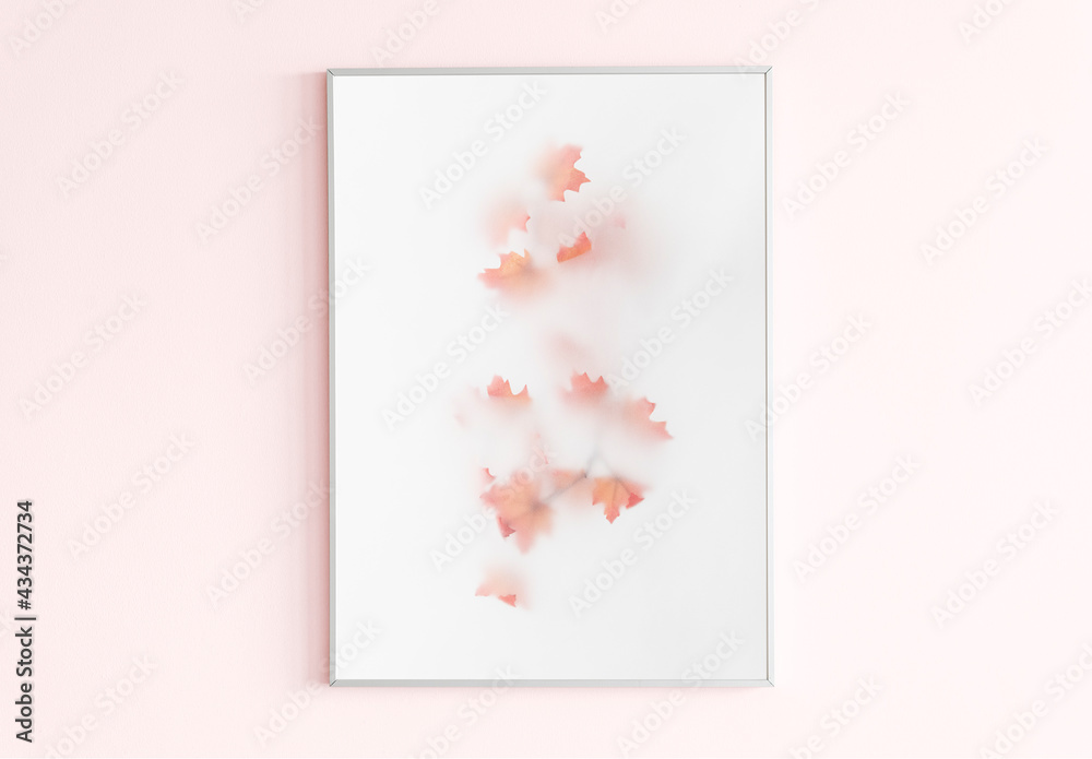 Photo Frame on a Pink Wall with Natural Light Stock Template | Adobe Stock