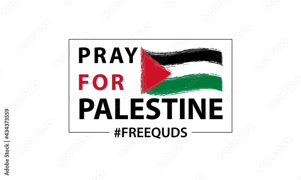 Pray for Palestine free Quds with flag Vector illustration background ...