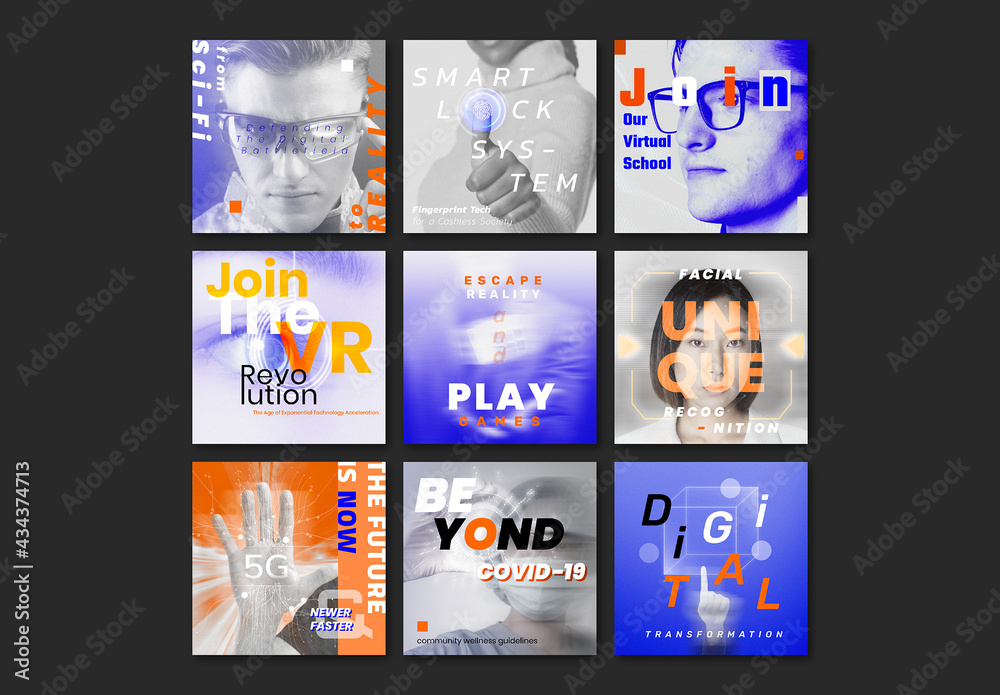 Advanced Technology Social Banner Template Set Stock Template | Adobe Stock