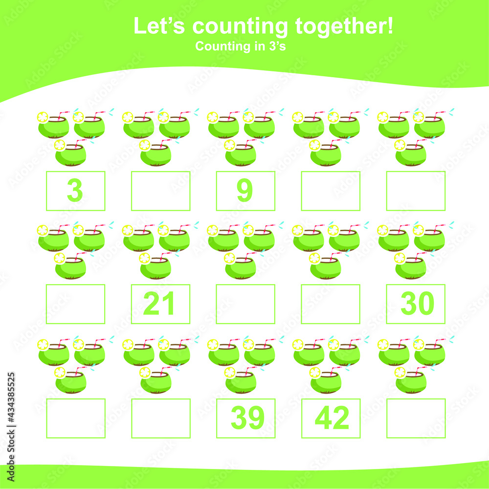 Counting the coconut game for Preschool Children. This worksheet is suitable for educating early ...