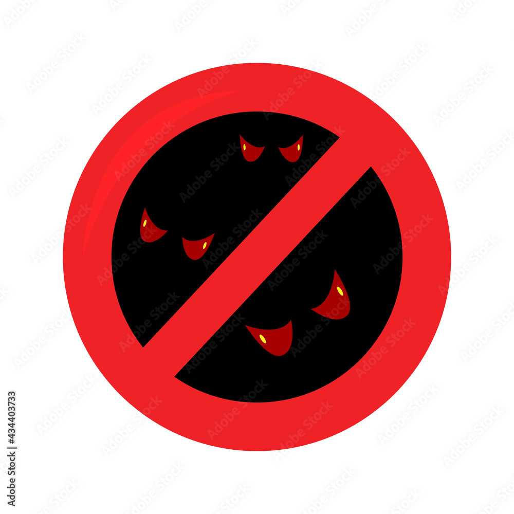 warning sign and evil red eyes on black background concept of malicious ...