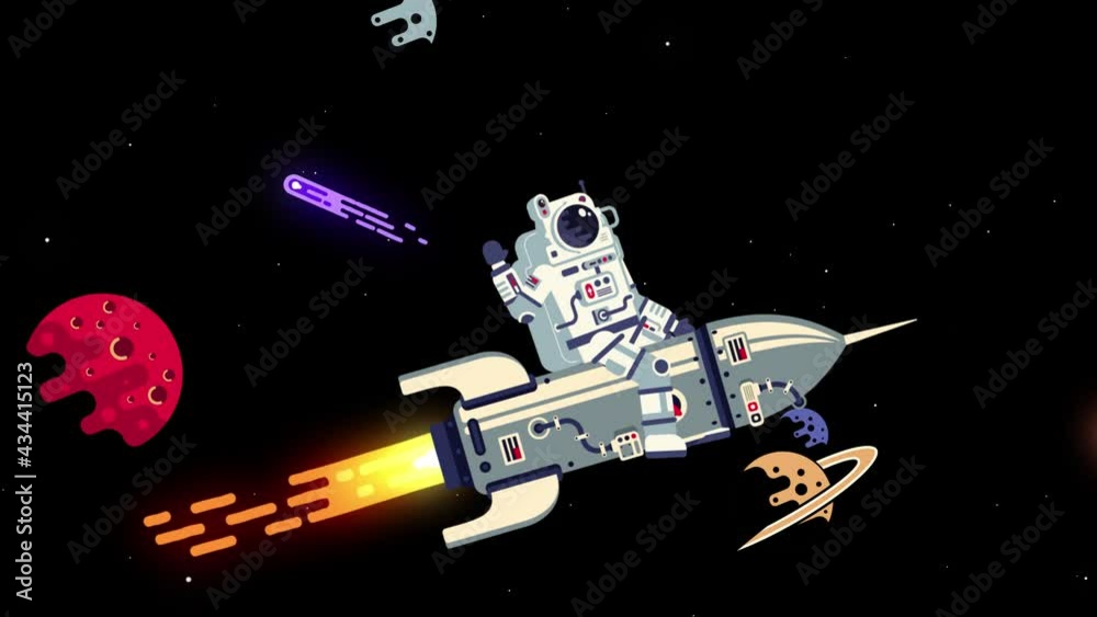 Space cowboy riding rocket. Astronaut on rocketship. Space background ...