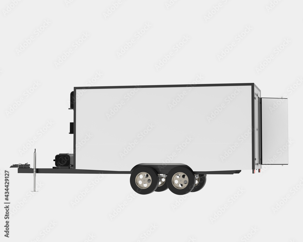 Refrigerated trailer isolated on background. 3d rendering ...