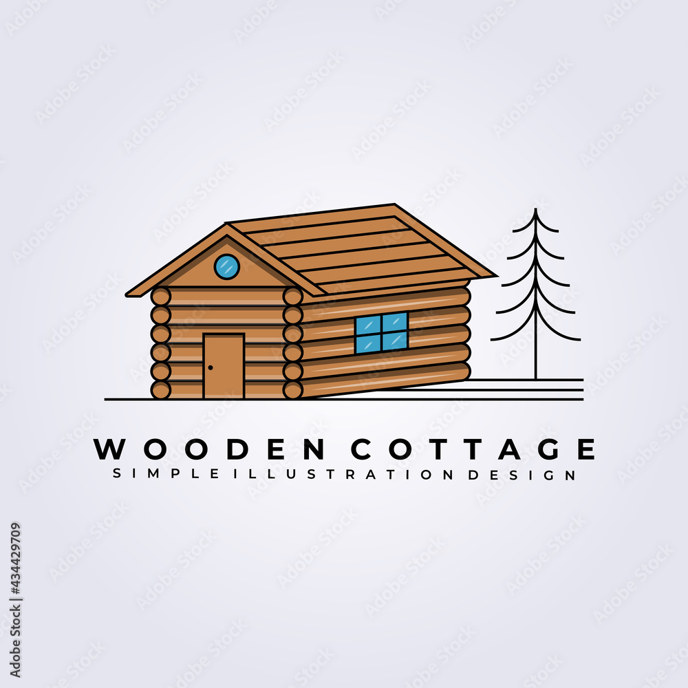 cottage cabin logo illustration vector design sticker icon symbol of ...