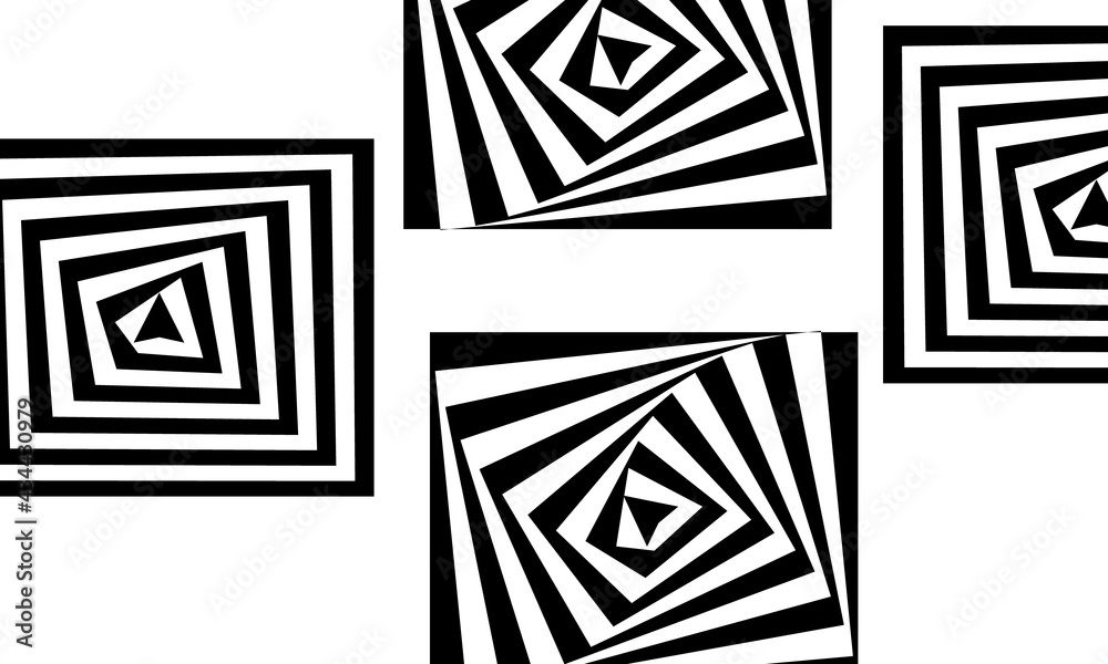 Spectacular black patterns in op art style on white background concept ...