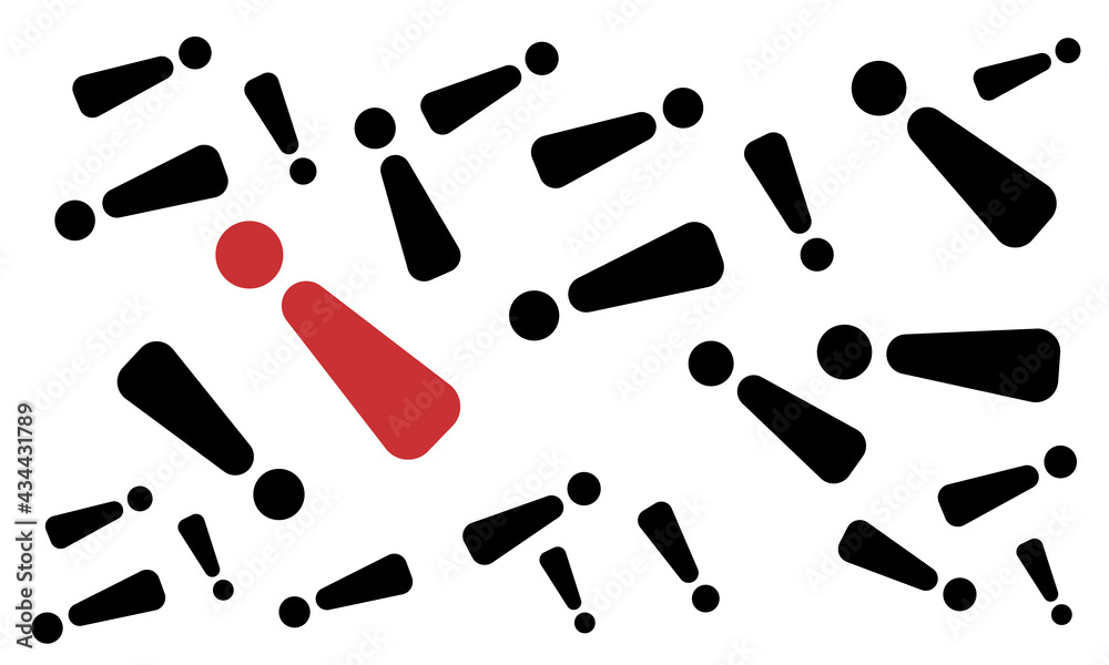 Wallpaper with exclamation mark patterns among which stands out red on ...