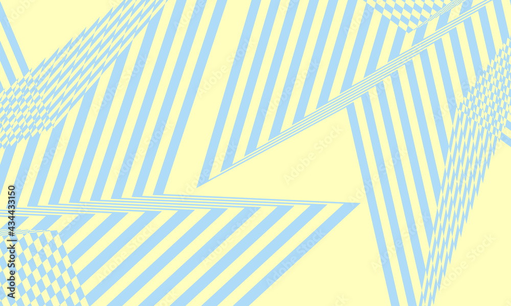 blue patterns of power op art On a bright yellow background creative ...