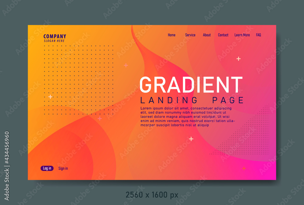 Modern abstract landing page background with gradient colors using ...