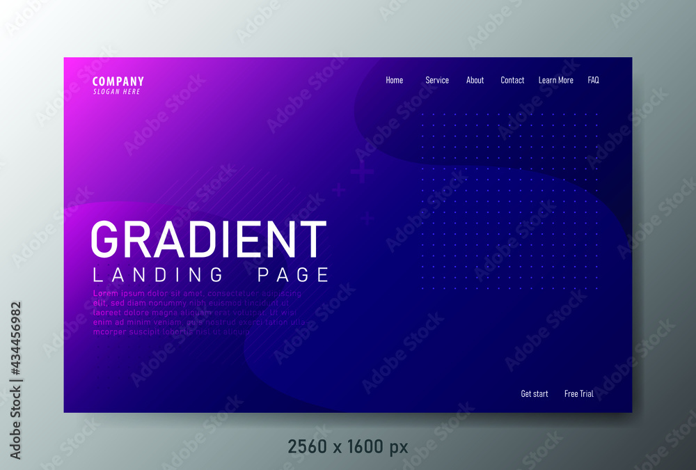 Modern abstract landing page background with gradient colors using ...