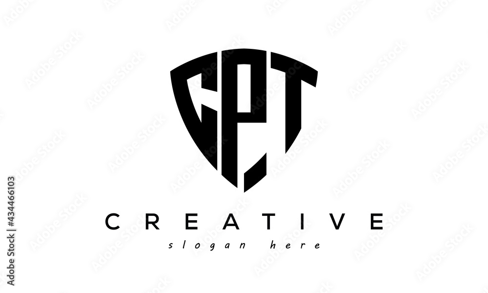CPT letter creative logo with shield Stock Vector | Adobe Stock