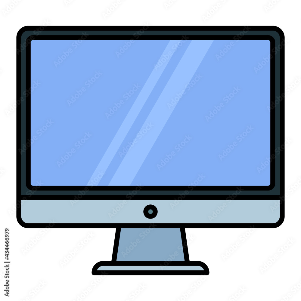computer using soft color and filled line style Stock Vector | Adobe Stock