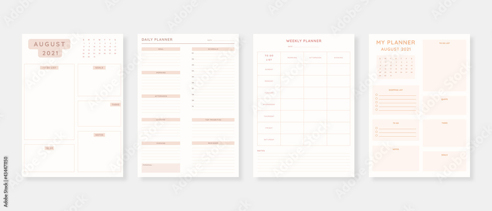 August 2021 - Planner. Modern planner template set. Set of planner and ...