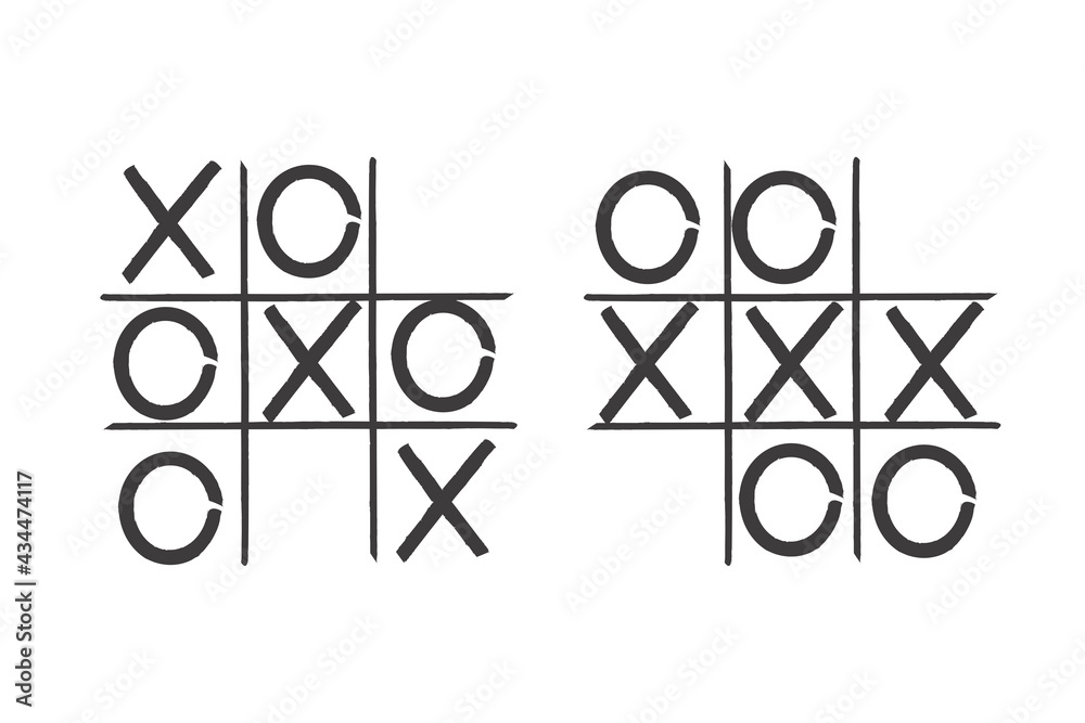 Tic tac toe in hand drawn style.Tick symbol. Game background concept ...