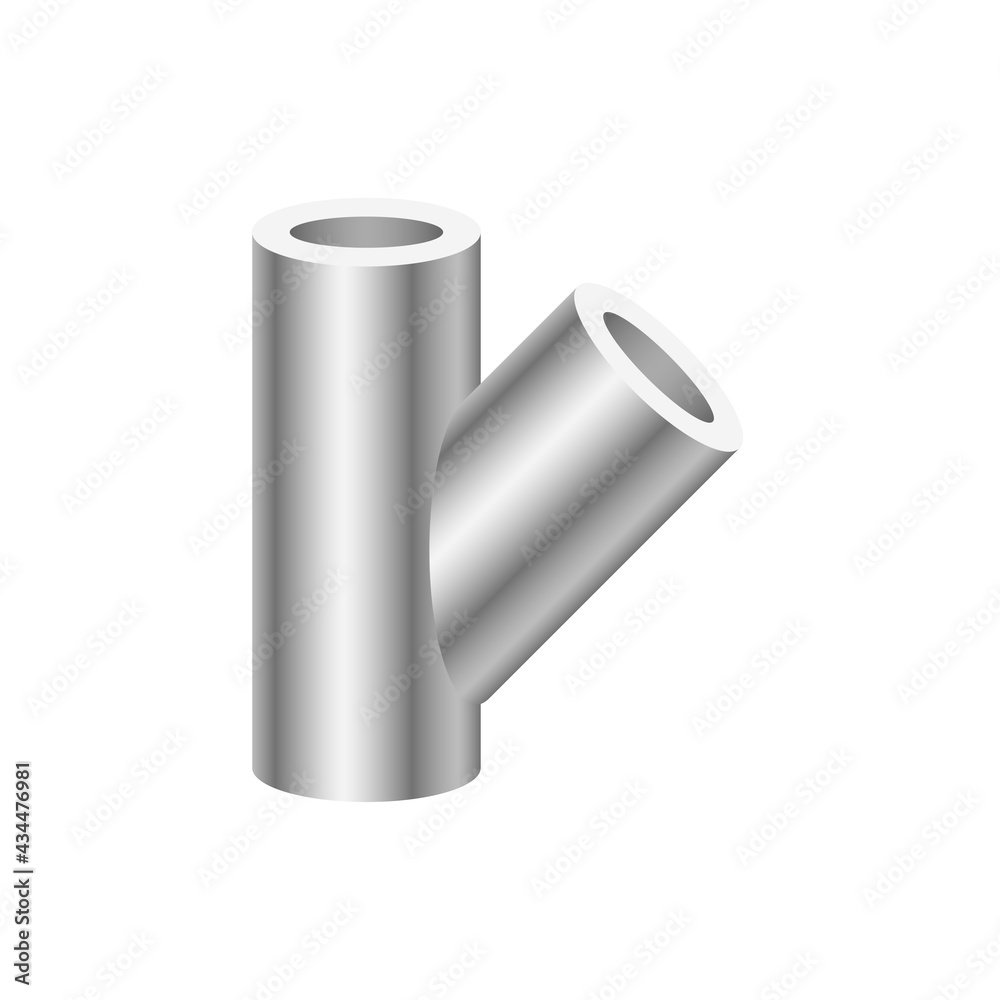 PVC plastic pipe fitting vector icon. 3 way 45 Degree (WYE) with slip ...