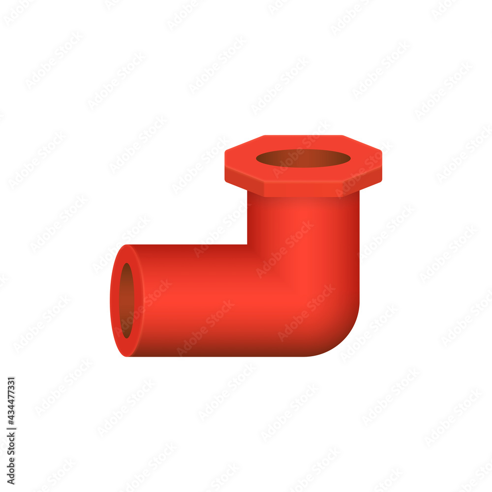PVC plastic pipe fitting vector design isolated on white background. 90 ...
