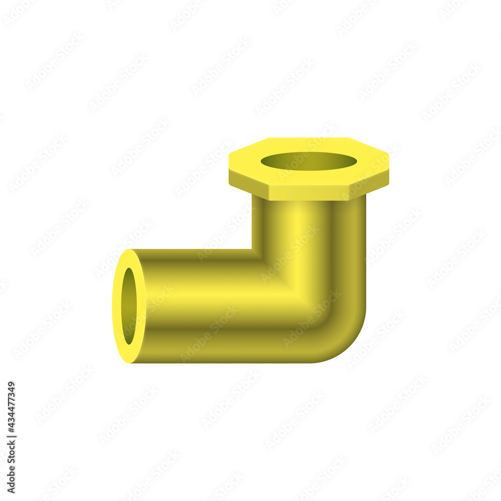 PVC plastic pipe fitting vector design isolated on white background. 90 ...