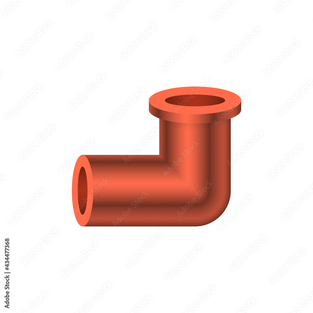 PVC plastic pipe fitting vector design isolated on white background. 90 ...