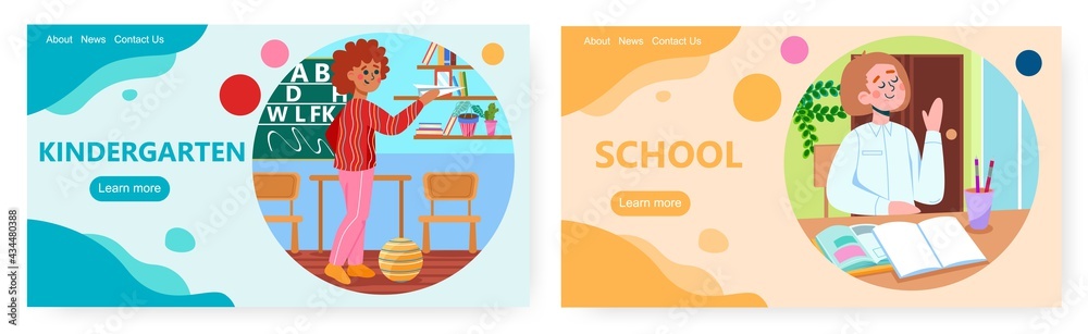 Child development landing page design, website banner vector template ...