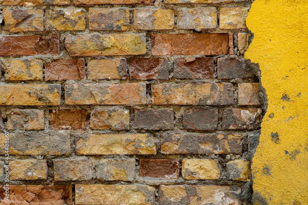 Brick wall texture, loft style, destruction of concrete and stone ...