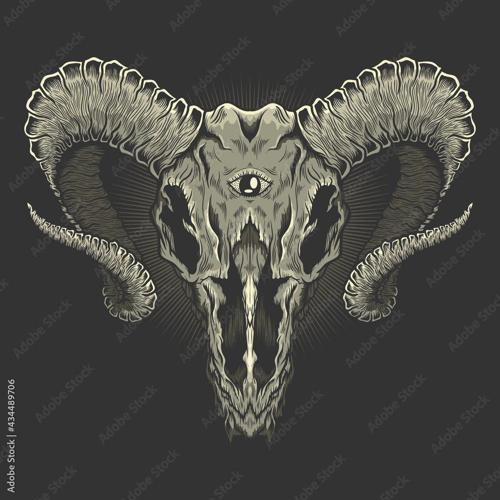 Goat Head Skull Illustration detailed vector design Stock Vector ...