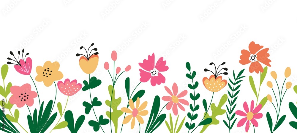Horizontal Flower Border Clipart