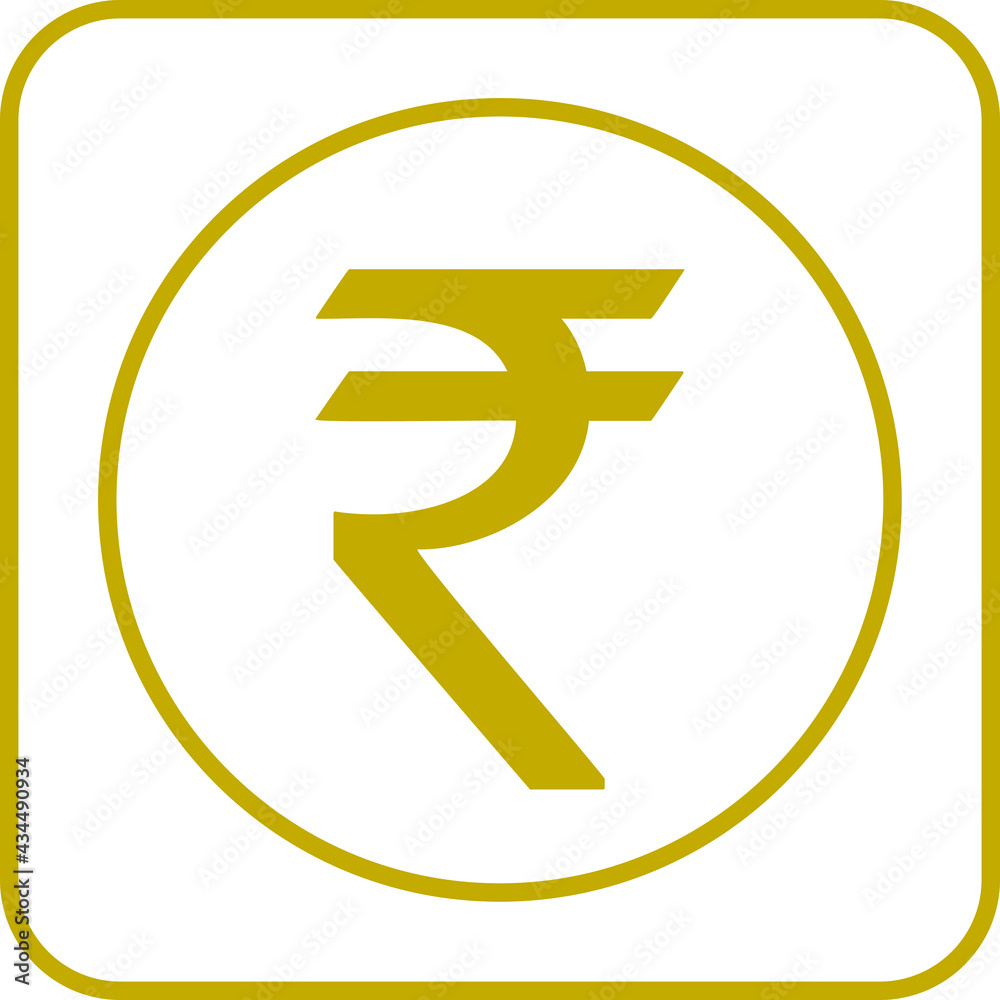 Indian Rupee INR vector currency icon symbols illustration in Golden ...