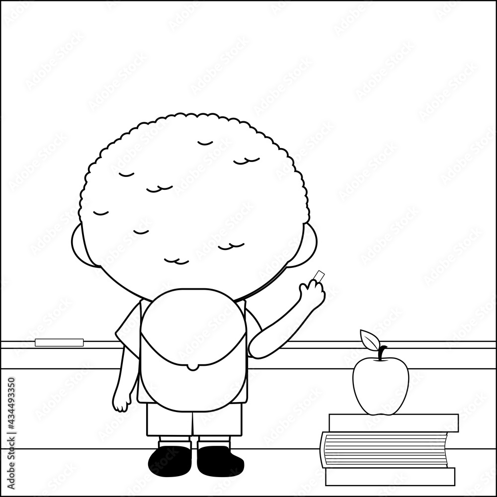 Student in the school classroom writing on a blackboard. Vector black ...