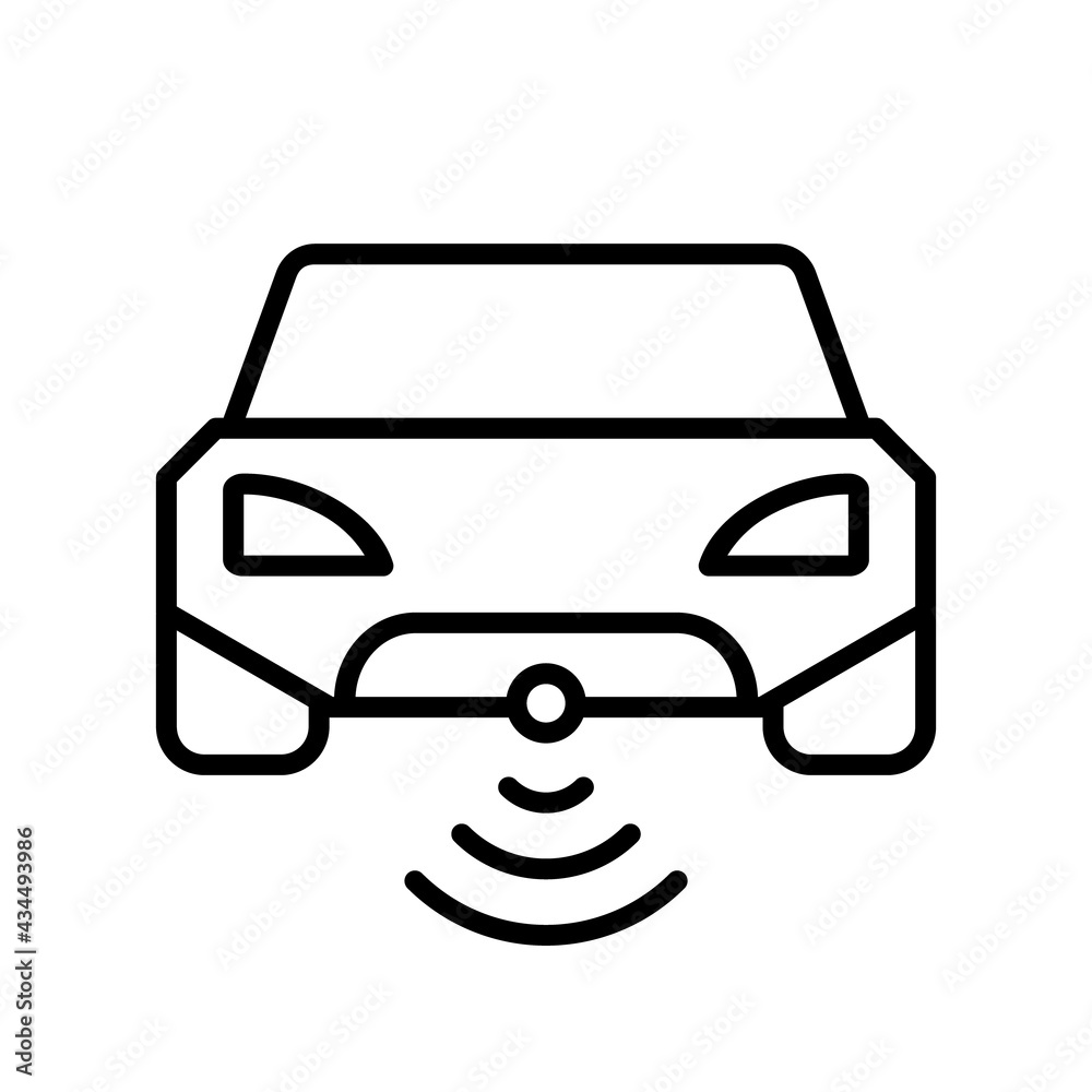 Autonomous smart car line icon. Driverless automobile. Intelligent ...