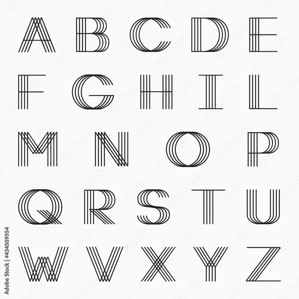 Geometric Thin Lines Font Stock Vector | Adobe Stock