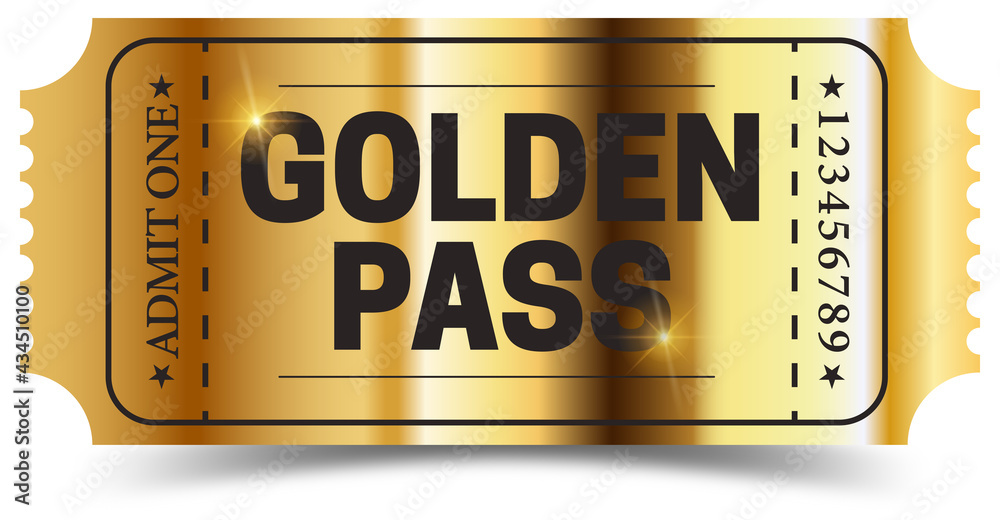 Realistic golden pass Stock Vector | Adobe Stock