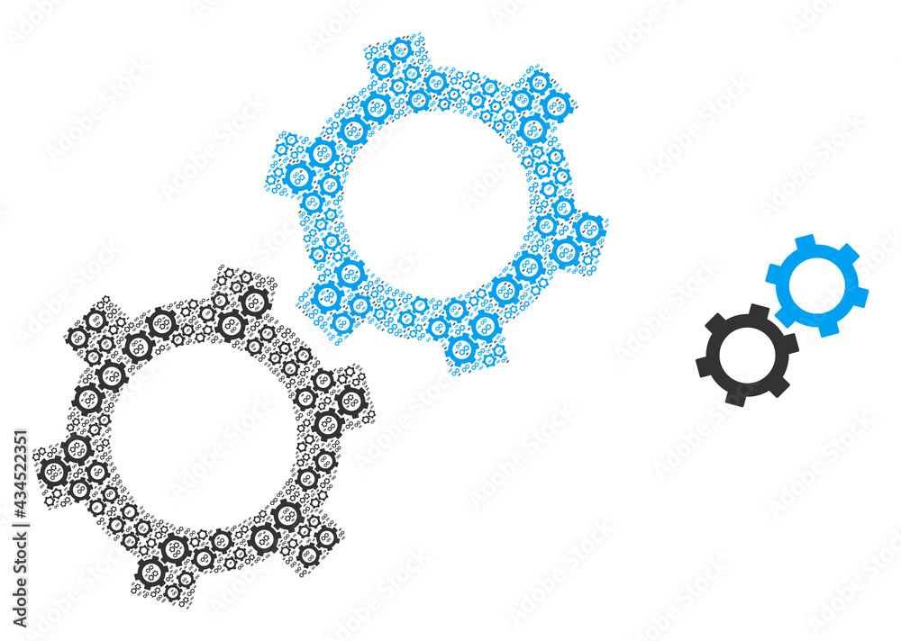 Gears icon composition is designed from repeating fractal gears ...