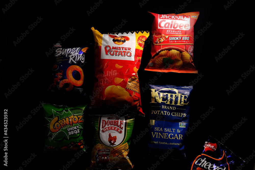 Variety type of potato chips and cheese snack Stock Photo | Adobe Stock