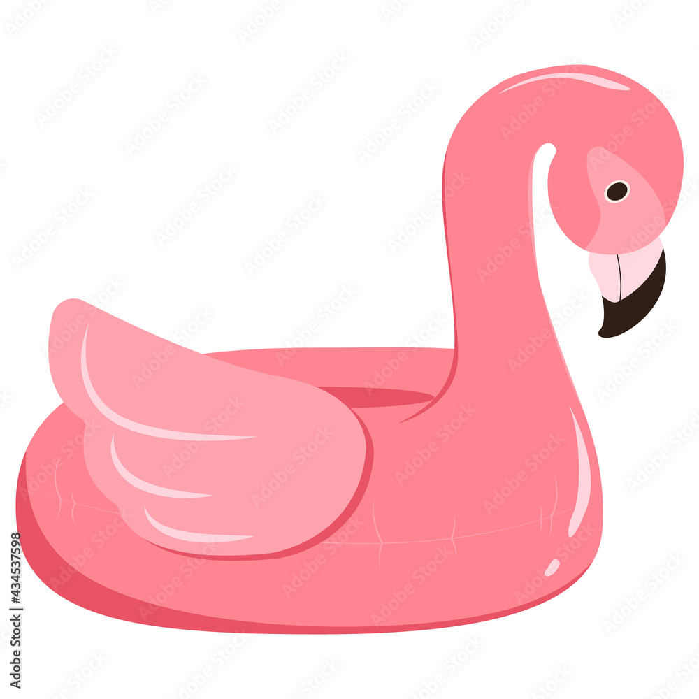 Vector drawing of an inflatable pink flamingo. Inflatable rubber ring ...