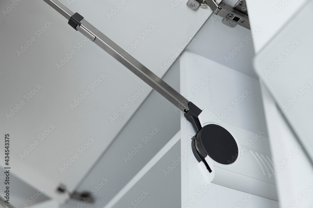 Kitchen cabinet with open fronts. Lift system for bifold fronts for ...