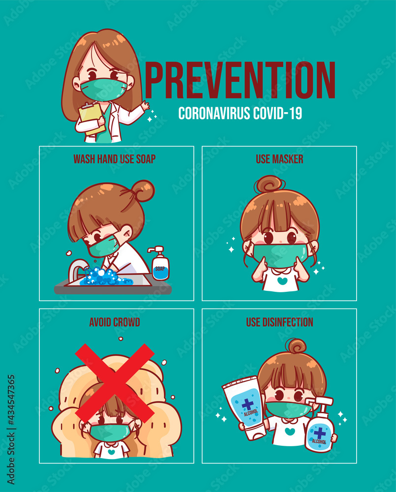 Coronavirus Prevention infographics cartoon art illustration Stock ...