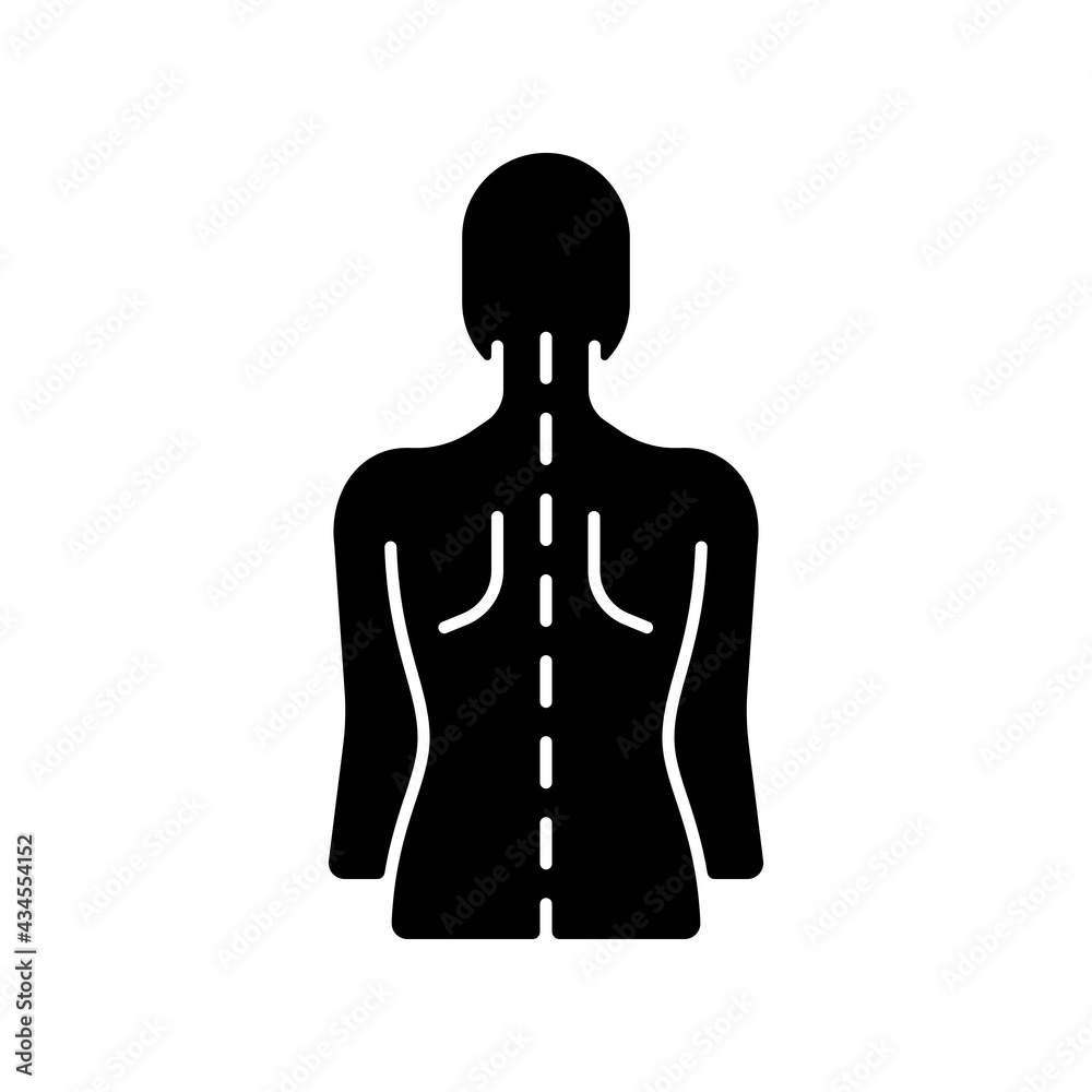 Good posture black glyph icon. Normal spine. Normal spinal anatomy ...