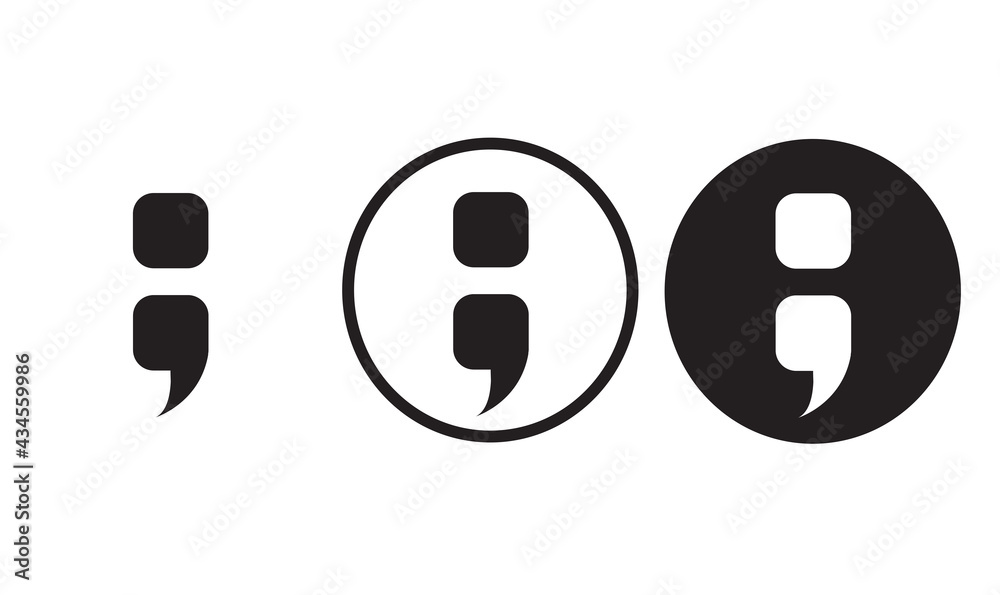 semicolon icon black outline for web site design and mobile dark mode ...