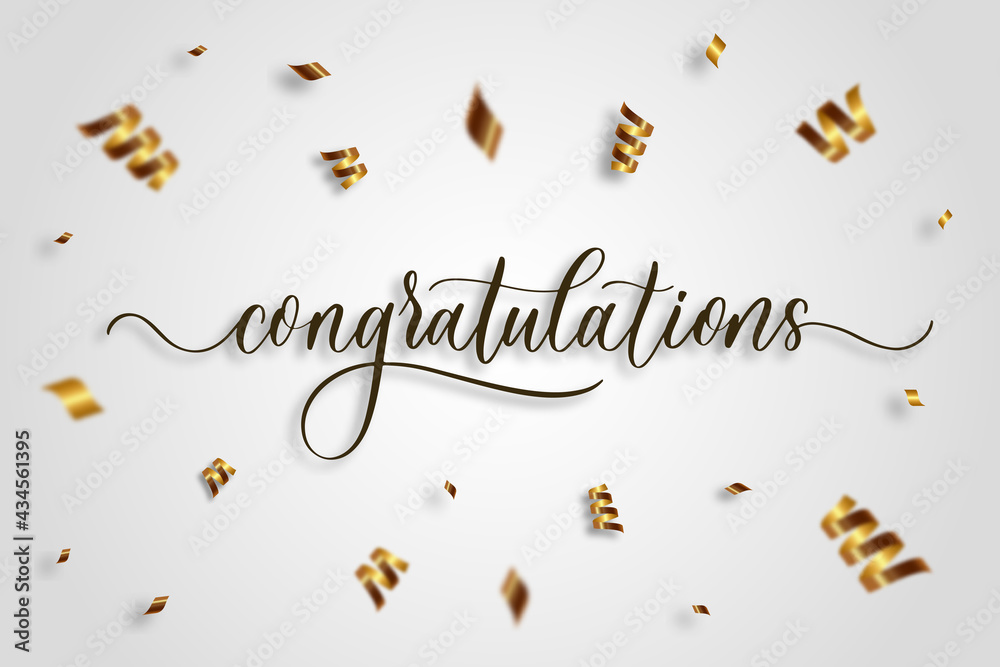 CONGRATULATIONS Hand lettering. Handmade vector calligraphy. Stock ...
