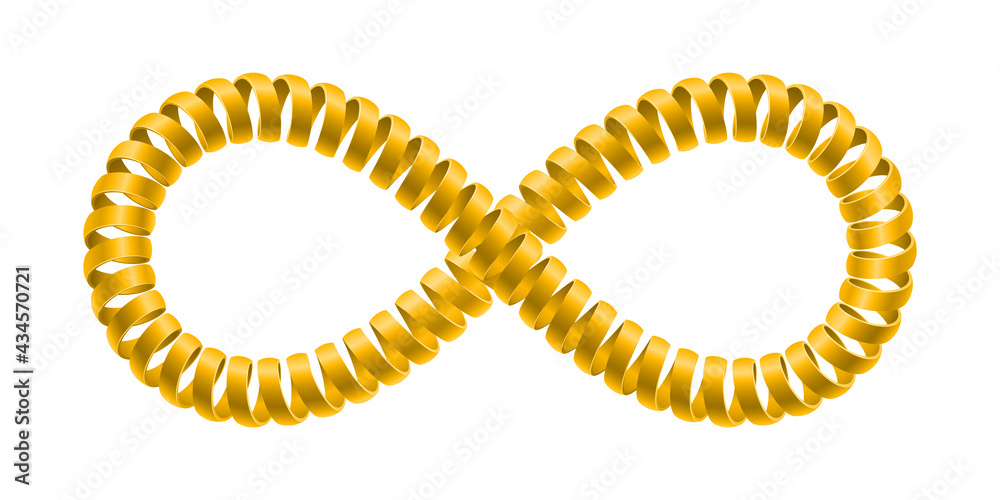 Infinity sign made of spiral telephone cable. Symbol of communications ...