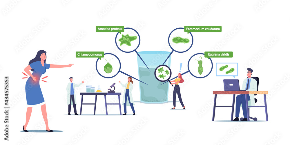 Tiny Scientist Characters in Laboratory Learning Protozoa Unicellular ...