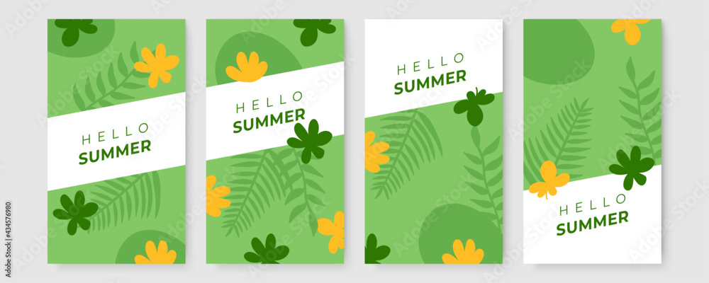 Collection of vertical summer backgrounds with frames or borders made ...