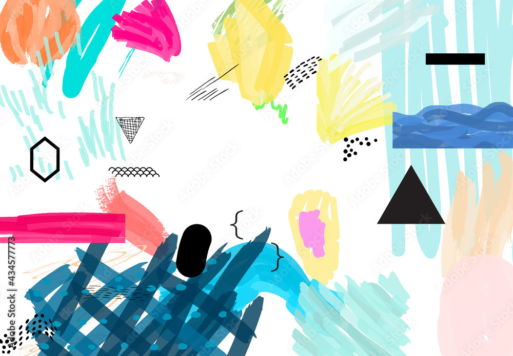 Set of Artistic Hand Drawn Scribbles with Marker and Ink Stock Template ...