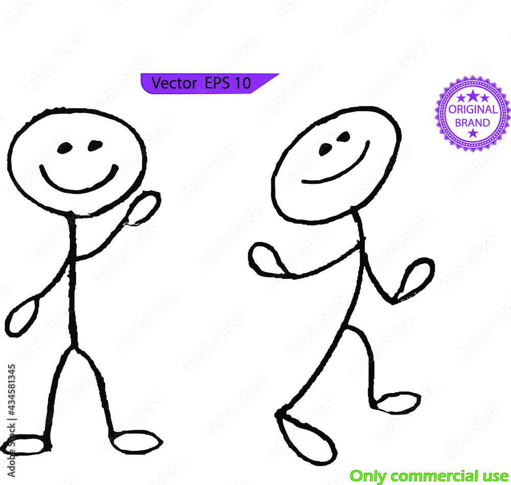 Stockvector Stick men, people pictogram, stick figures, doodle sketches ...