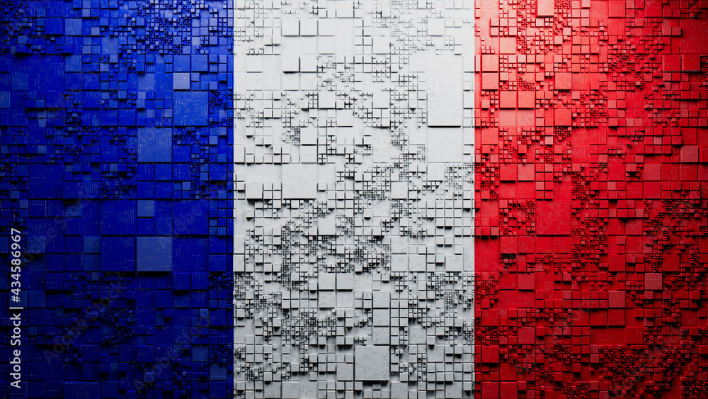 Flag of France rendered in a Futuristic 3D style. French Innovation ...